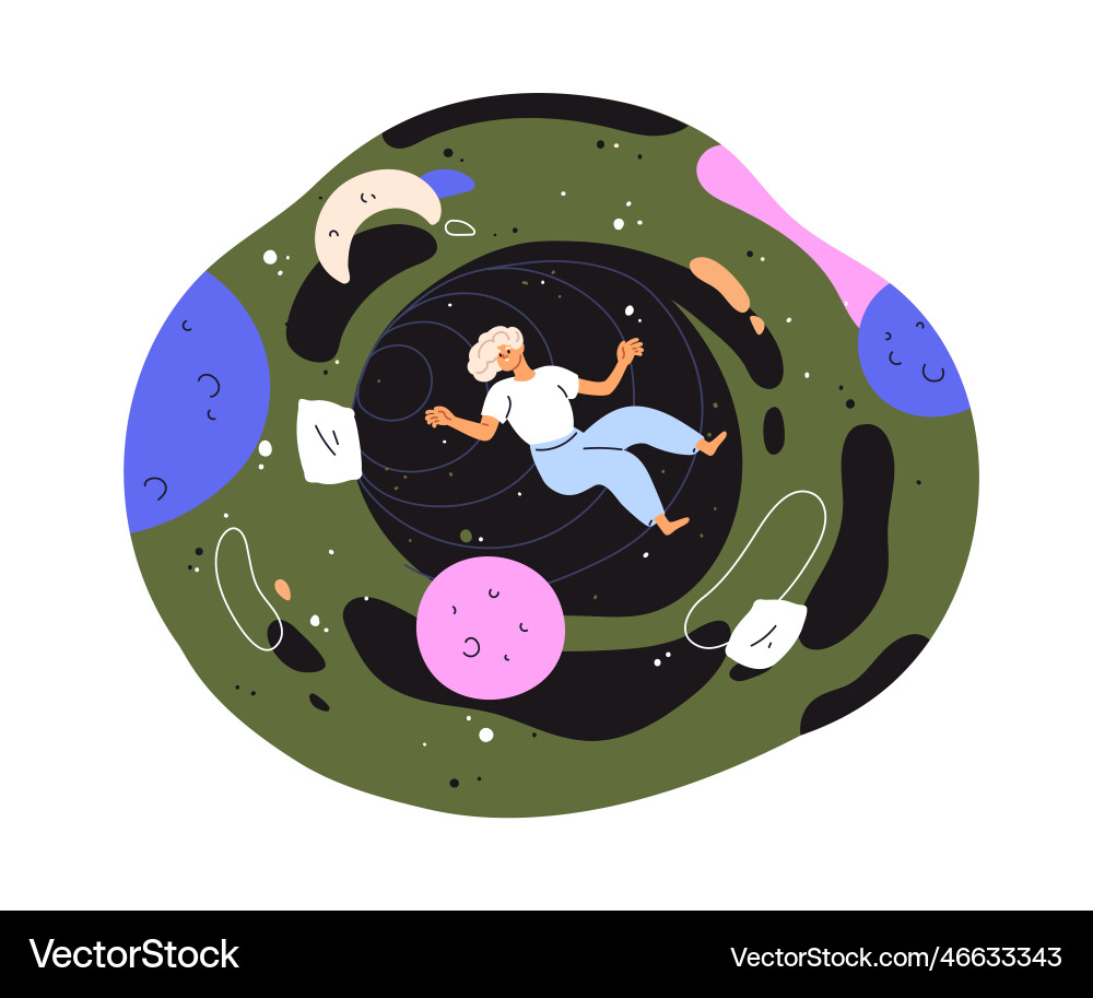 Dreamer flying in night dream during sleep Vector Image
