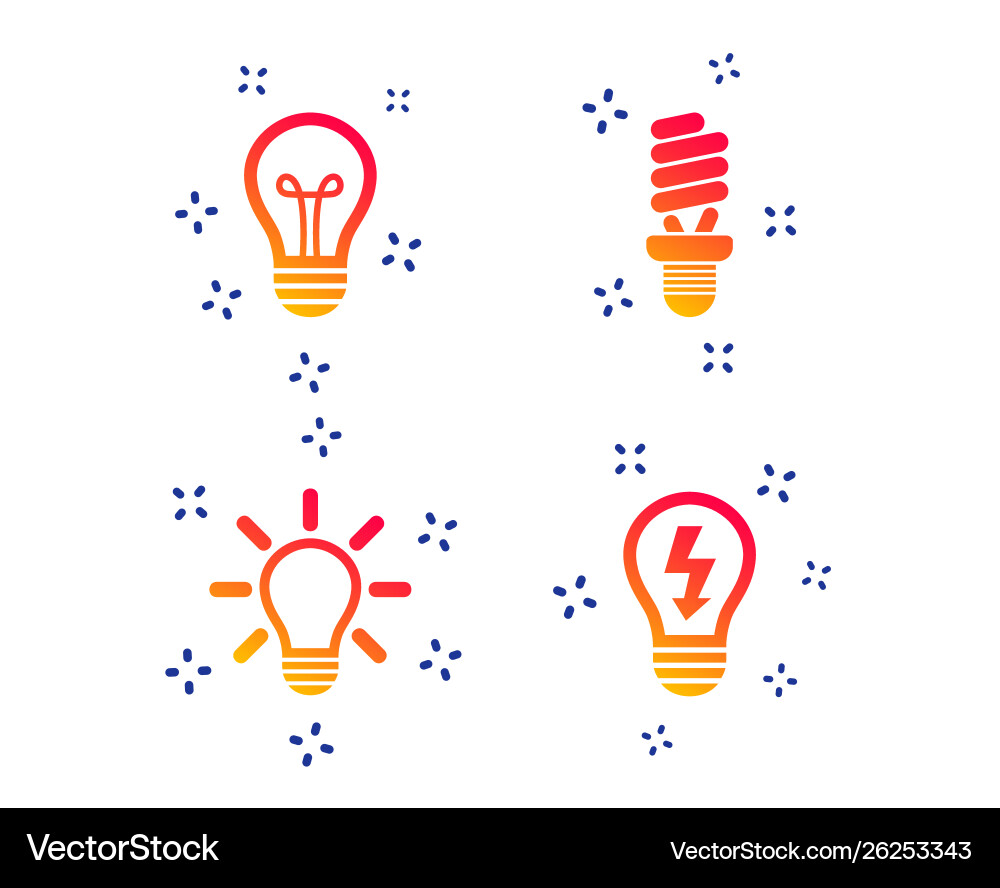 Light lamp icons energy saving symbols Royalty Free Vector