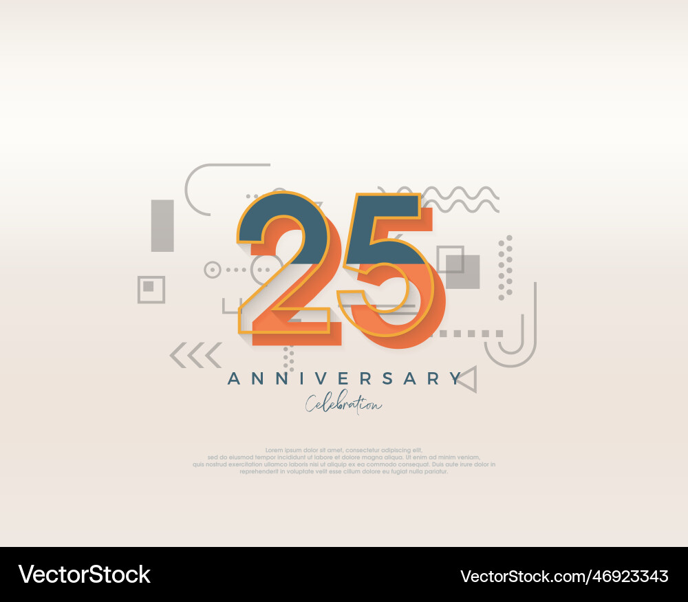 Modern cartoon design simple for 25th anniversary Vector Image