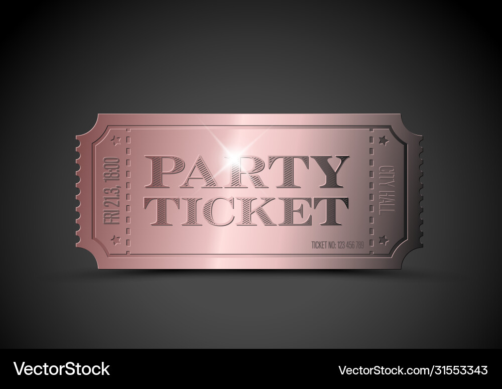 Pink party ticket as a template for your event Vector Image