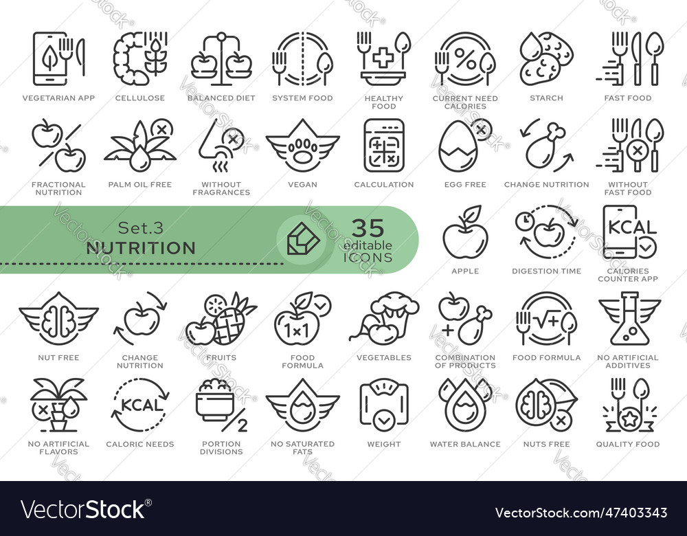 Set icons nutrition 03 Royalty Free Vector Image