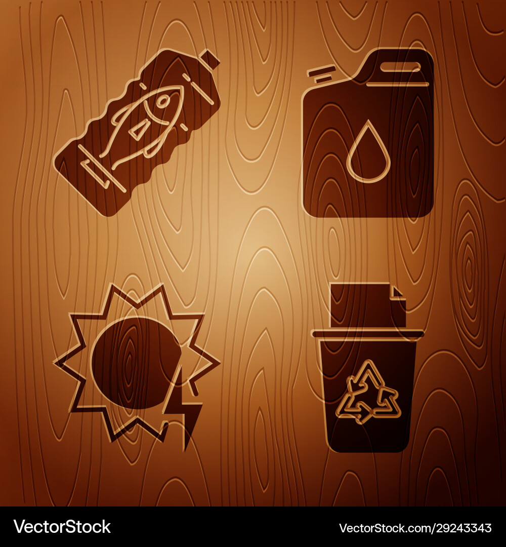 Set recycle bin with recycle symbol stop ocean Vector Image