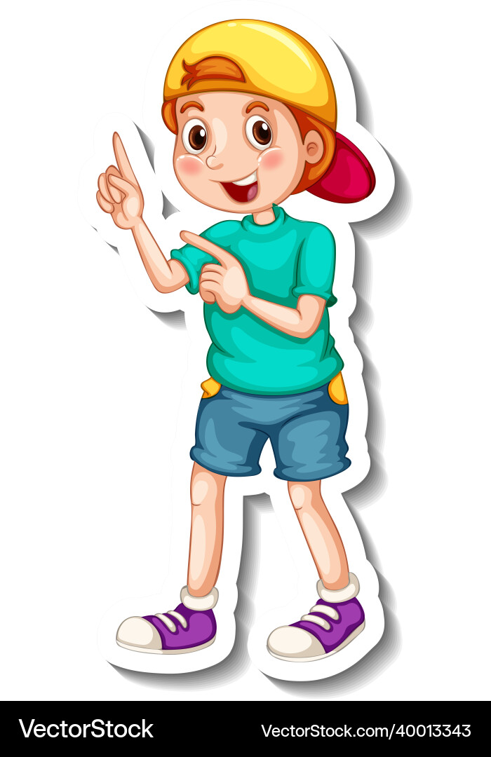 Sticker template with a boy cartoon character Vector Image