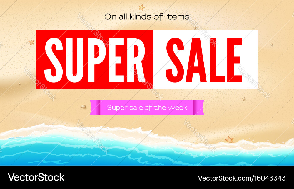 Summer sand beach on seashore selling ad Vector Image