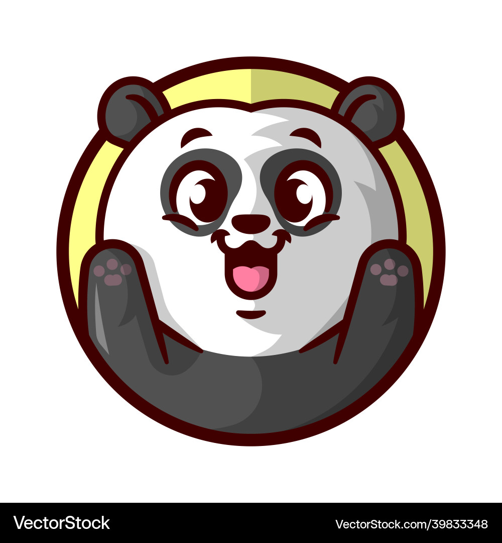A cute panda is raising his hands and smiling Vector Image