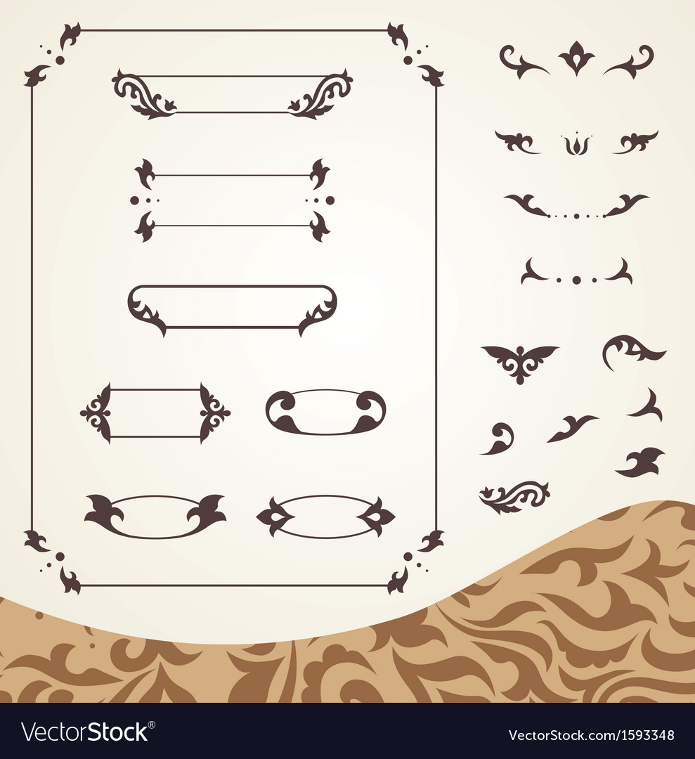 Arabic frames and design elements set Royalty Free Vector