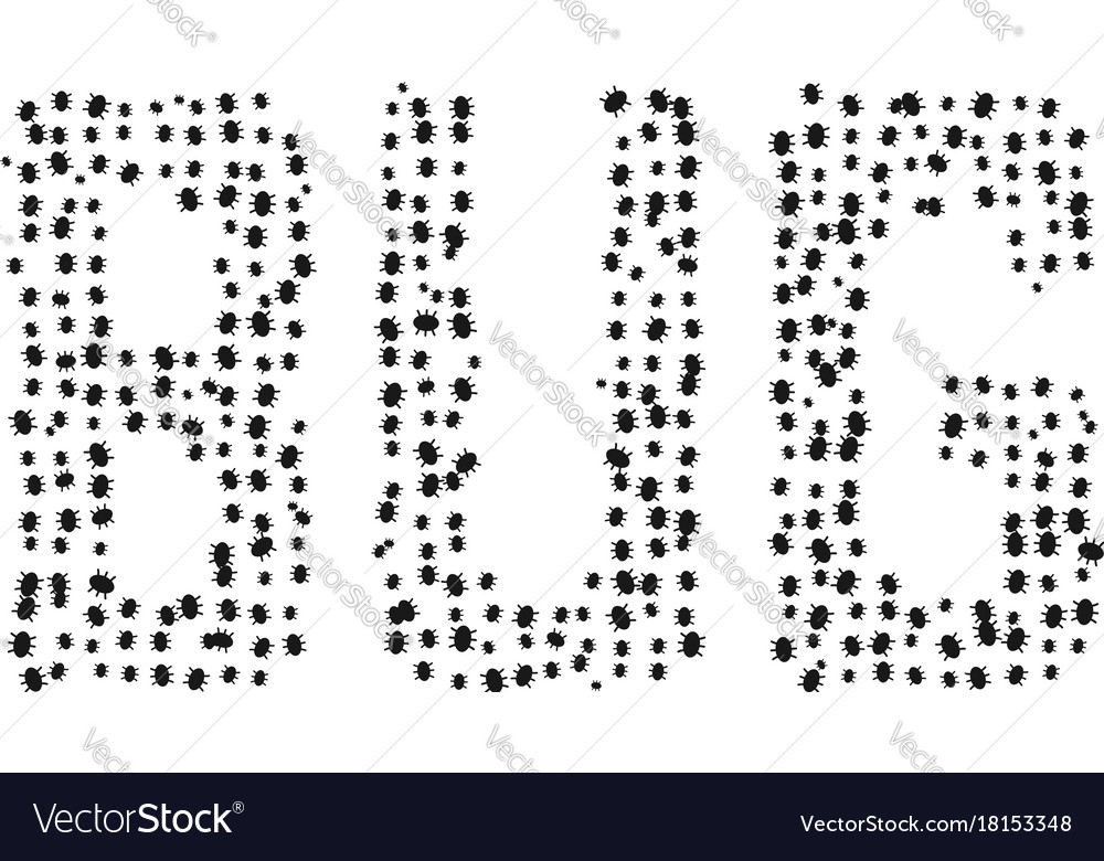 Black simple bug text Royalty Free Vector Image