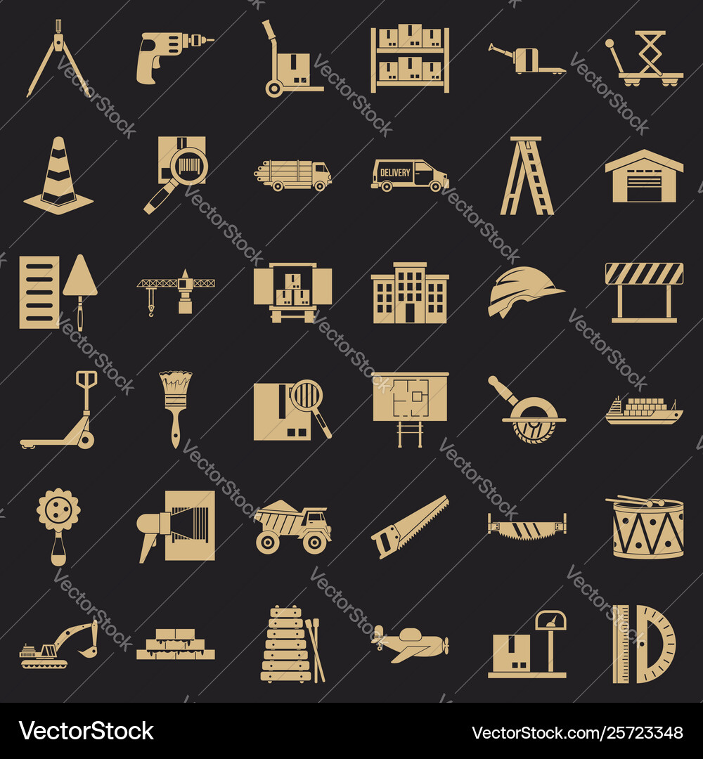 Camion icons set simple style Royalty Free Vector Image