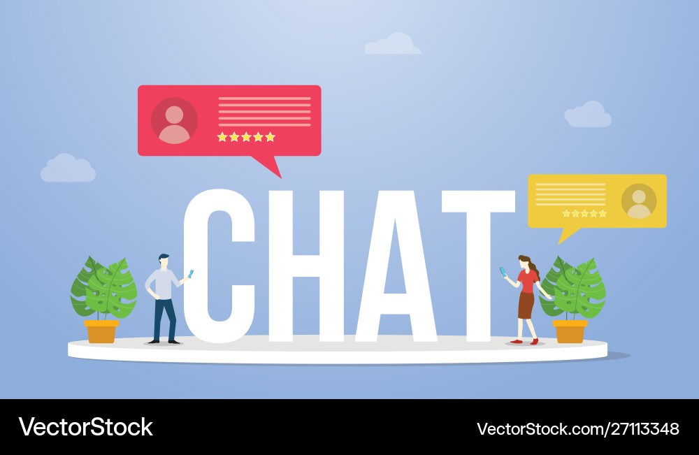 Chat big text or word with people chatting and Vector Image