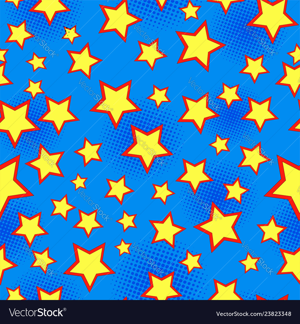 Comic starry bright seamless pattern Royalty Free Vector