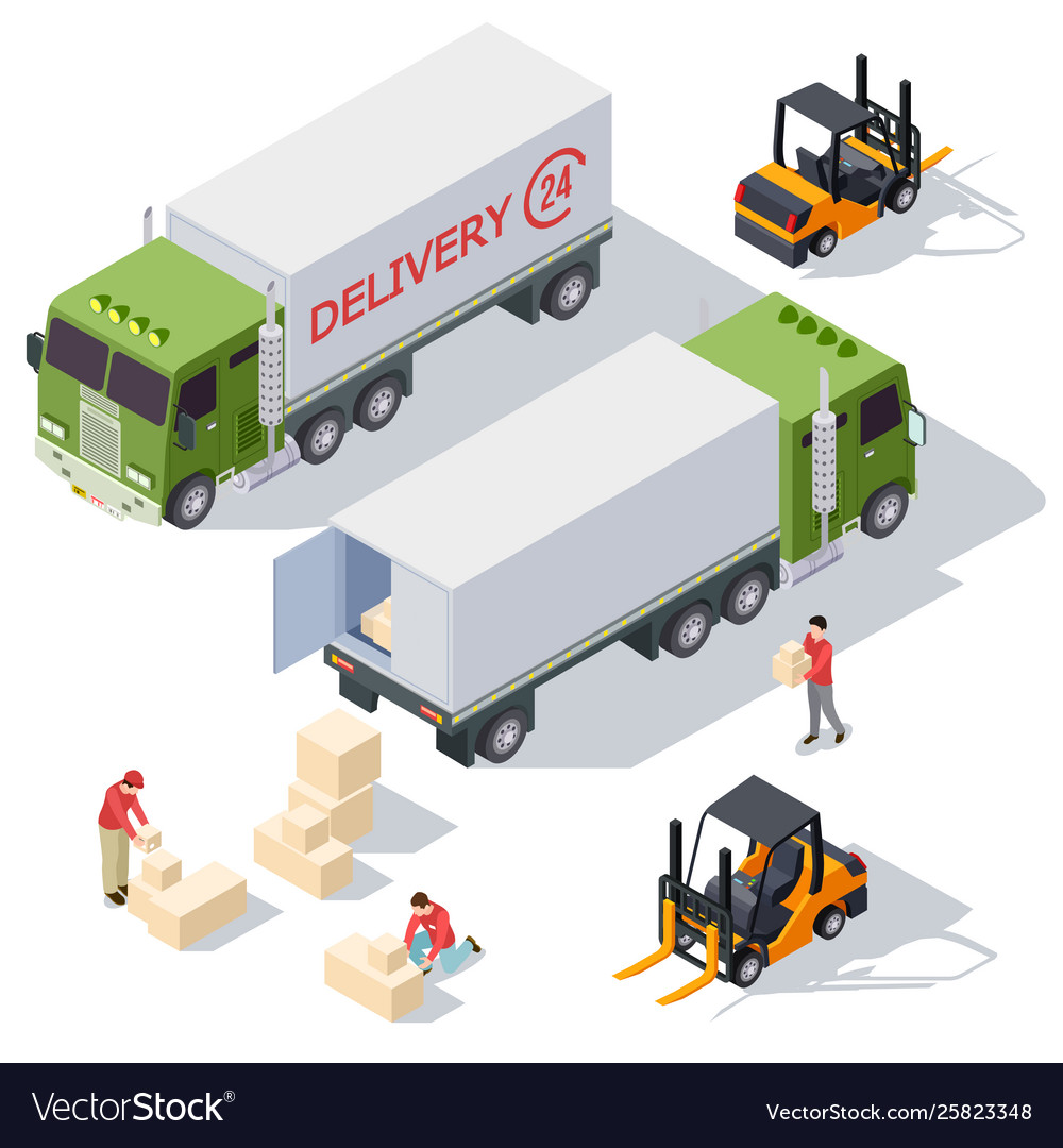 Delivery service isometric elements Royalty Free Vector