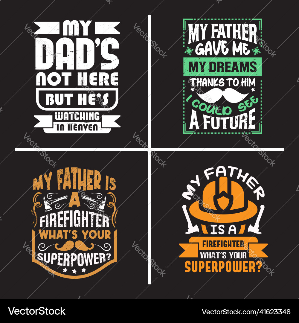 Fathers day quotes design bundle graphic Vector Image
