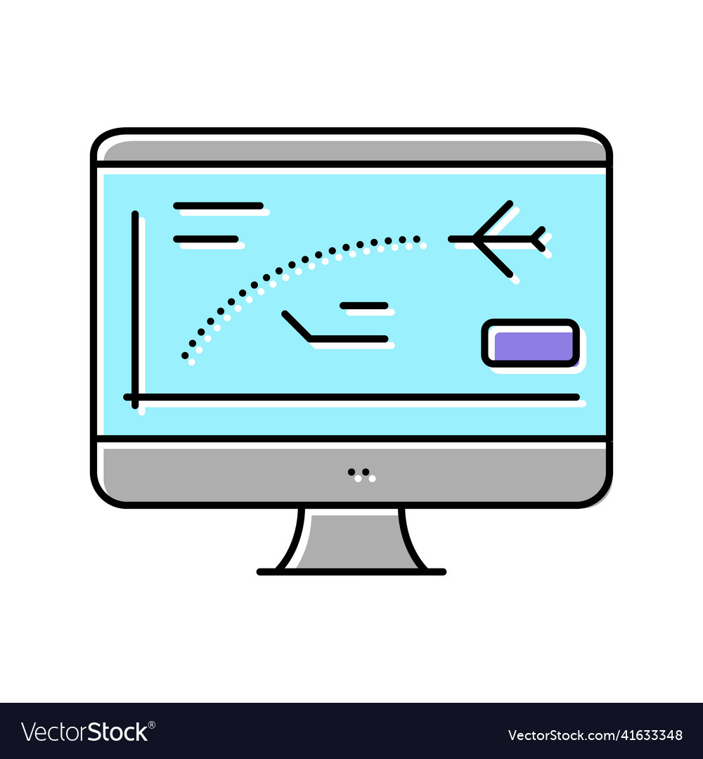 Flight path computer simulator color icon Vector Image