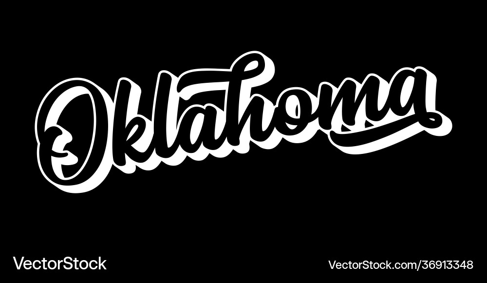 Hand sketched oklahoma text 3d vintage retro Vector Image