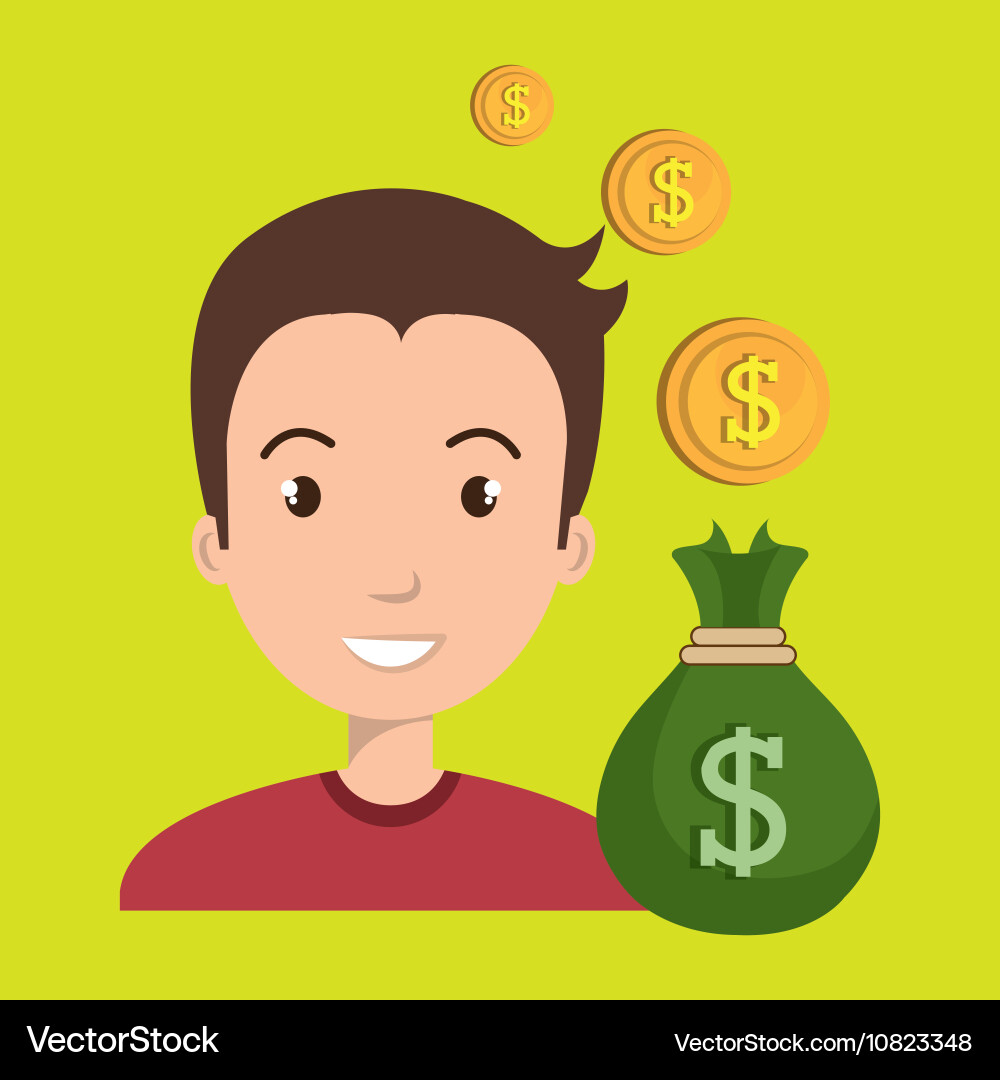 Man bag money currency Royalty Free Vector Image