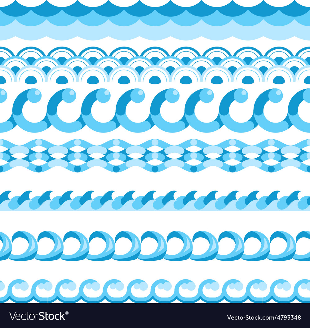 Seamless blue waves patterns Royalty Free Vector Image