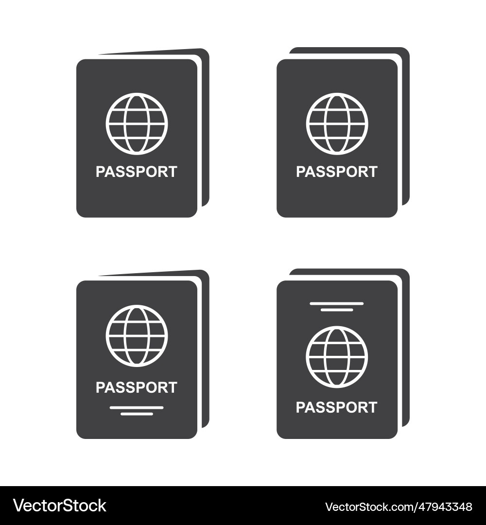 Set of passport icon identification citizenship Vector Image