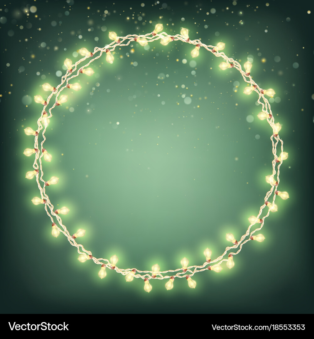 Christmas border card with glowing lights eps 10 Vector Image