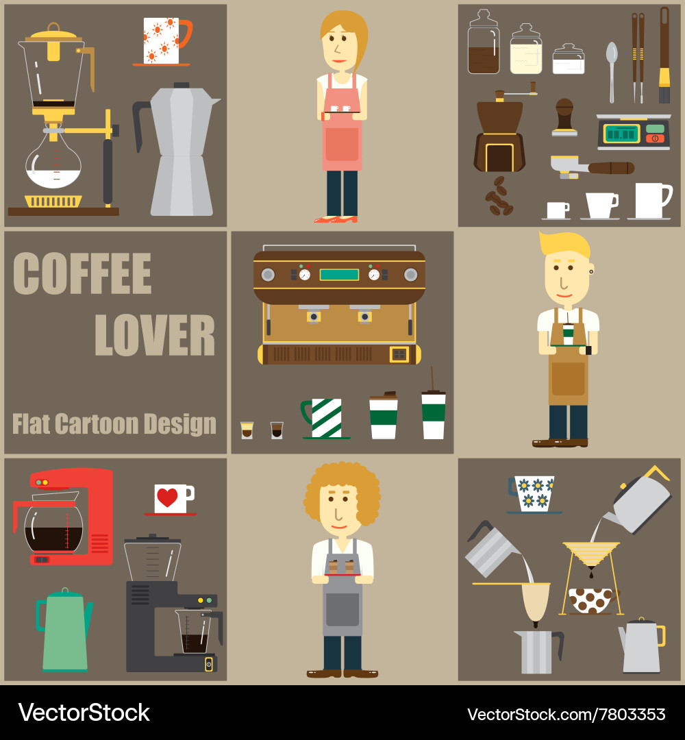 Coffee lover cartoon and icon design Royalty Free Vector