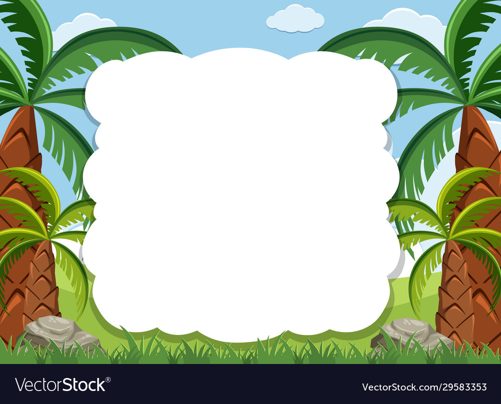 Frame design template with many trees Royalty Free Vector