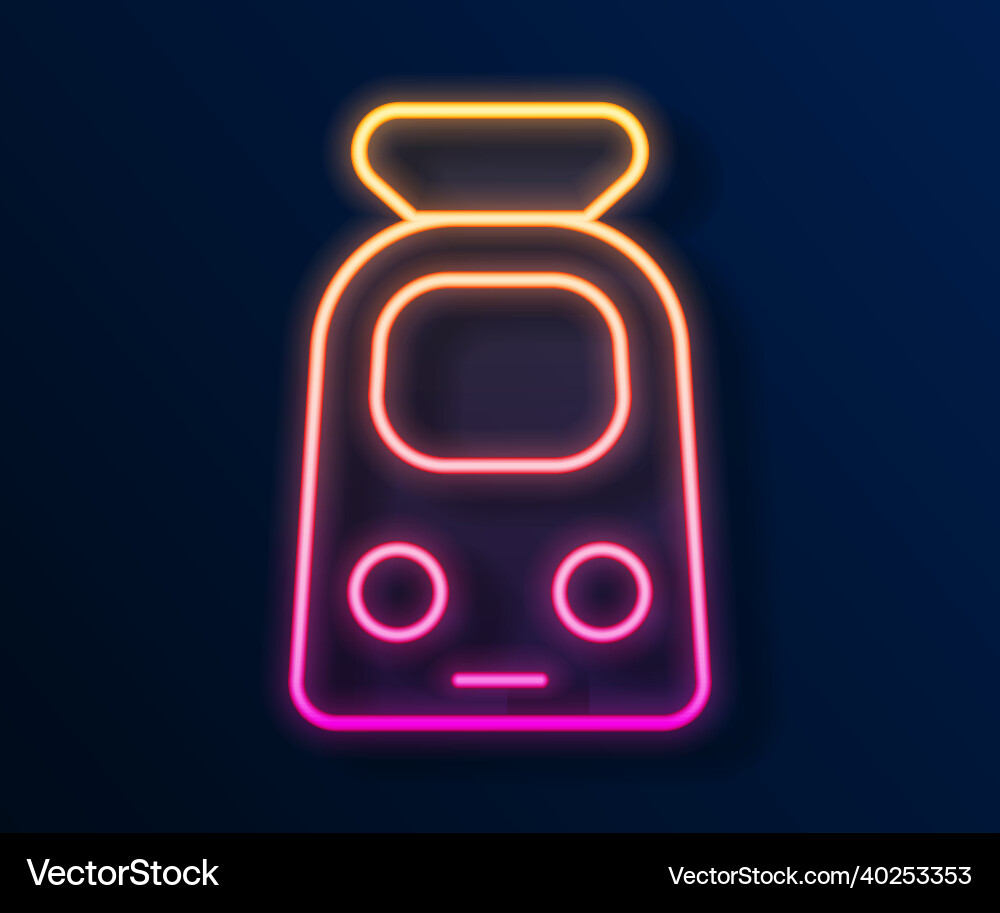 Glowing neon line train and railway icon isolated Vector Image