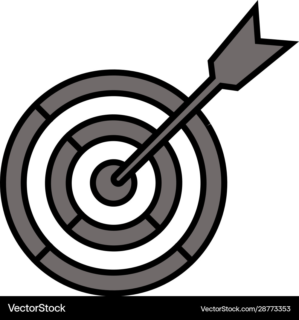 Icon flat target with dart in black stock Vector Image