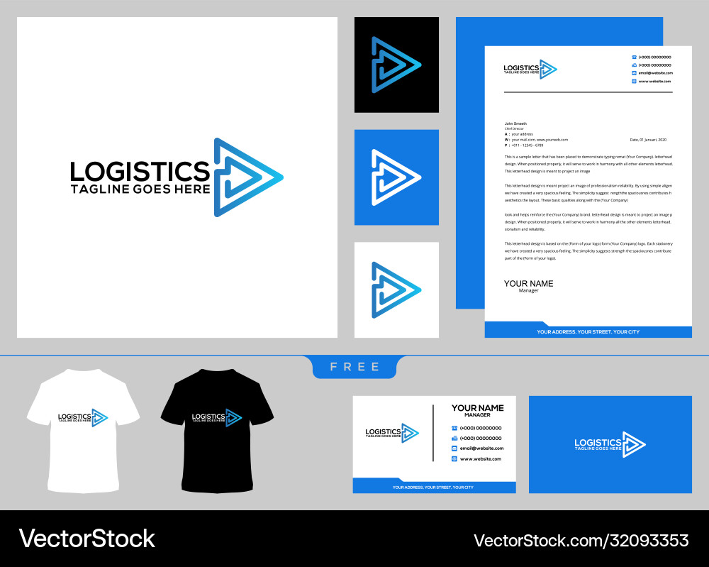 Logistics logo design template and business card Vector Image