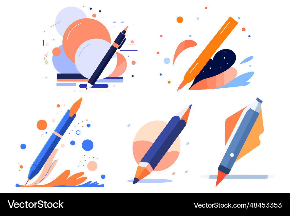 Pen and idea concept in ux ui flat style Vector Image