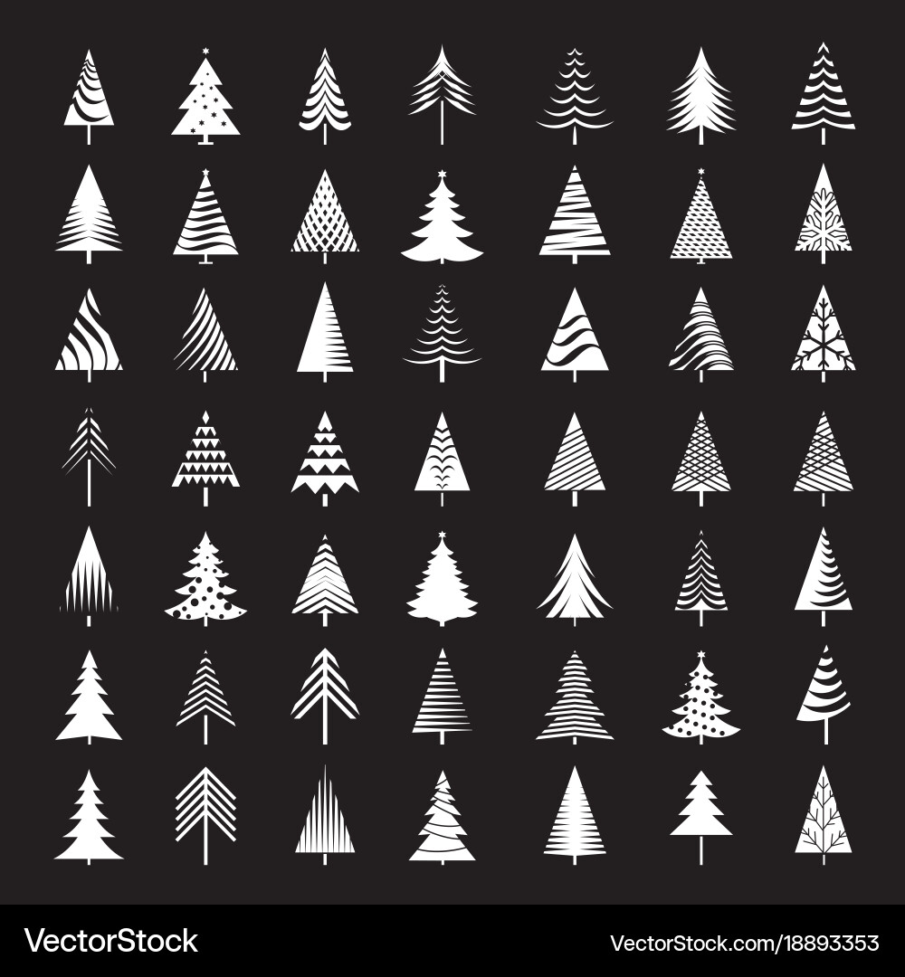 Set of white christmas trees Royalty Free Vector Image