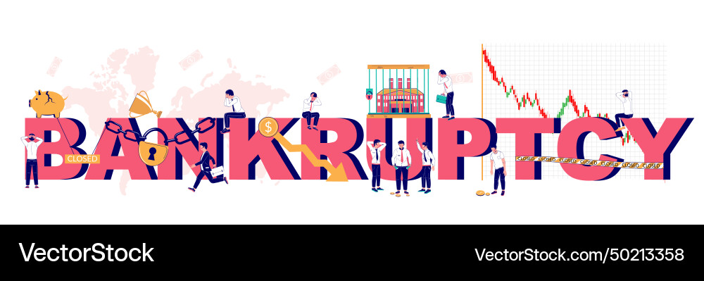 Bankruptcy typography banner template flat Vector Image