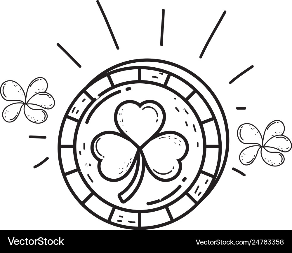 Clover coin with cloud saint patrick day Vector Image