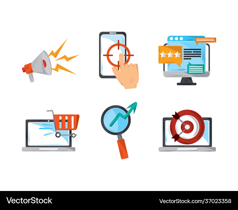 Digital marketing set Royalty Free Vector Image