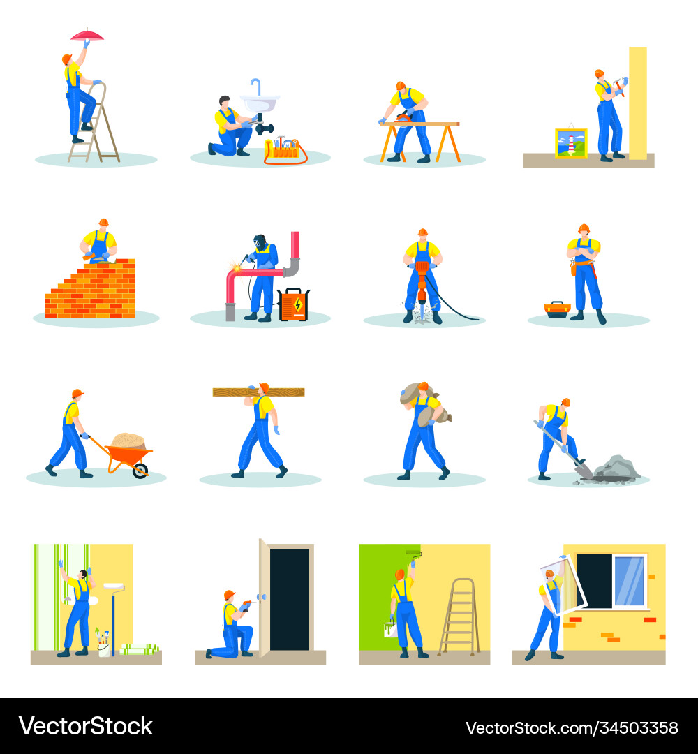 Home repair workers doing maintenance industrial Vector Image