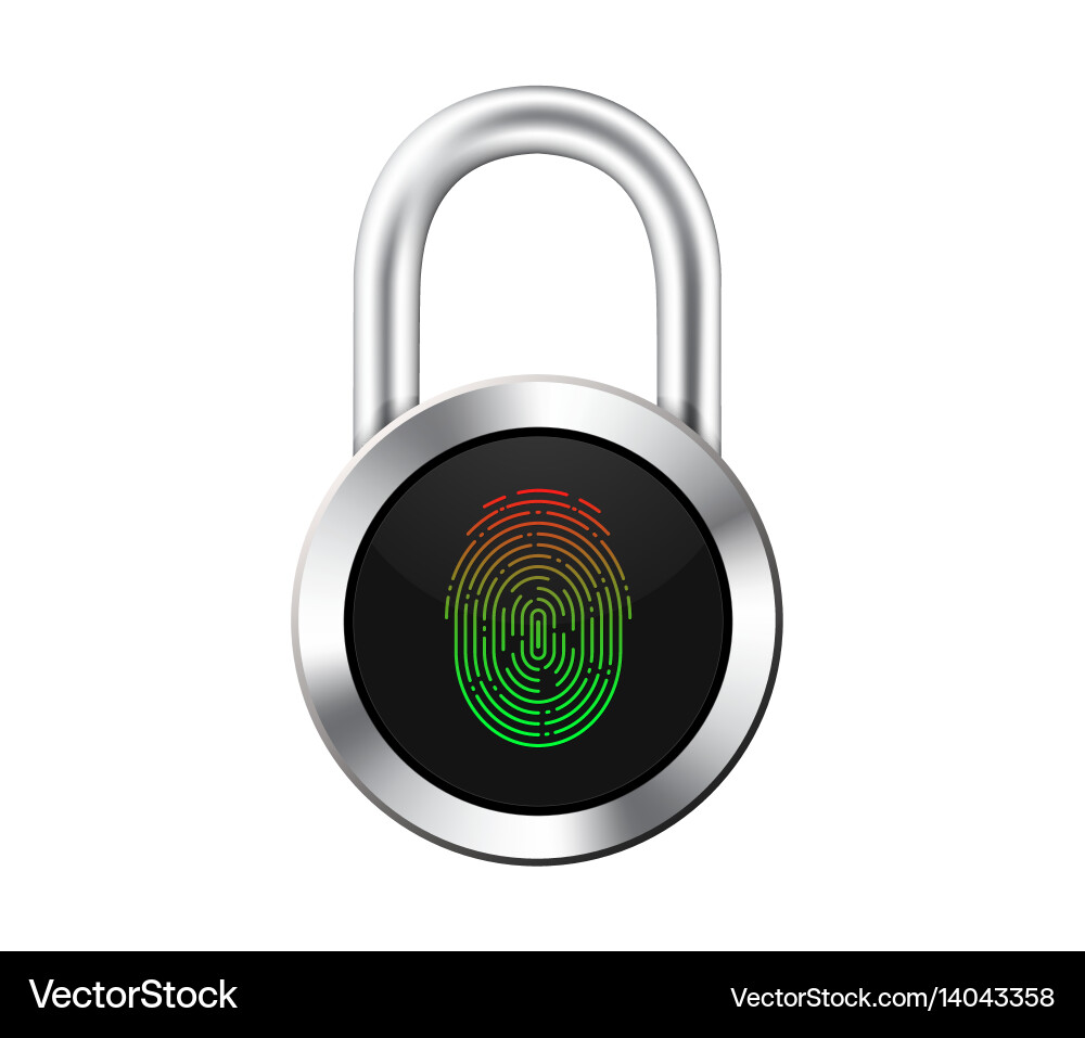 Icon of a realistic hinged chrome lock Royalty Free Vector