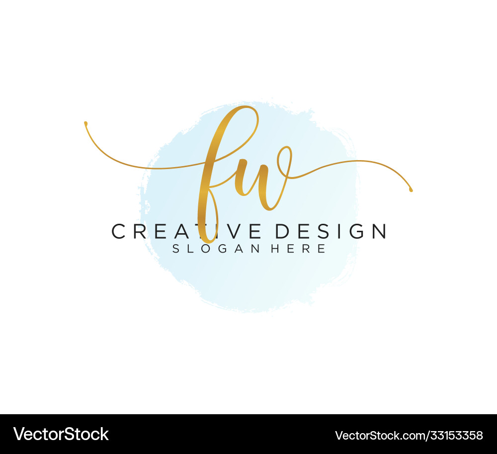Initial fw handwriting logo with watercolor Vector Image
