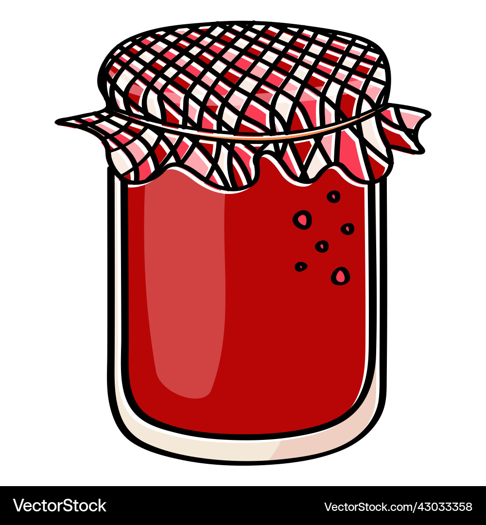Jam jar strawberry flavor Royalty Free Vector Image