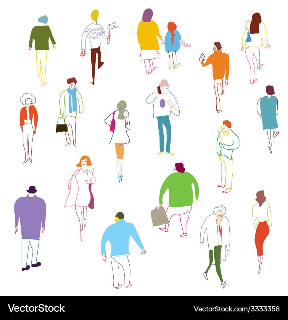 Many people walking talkink and standing Vector Image