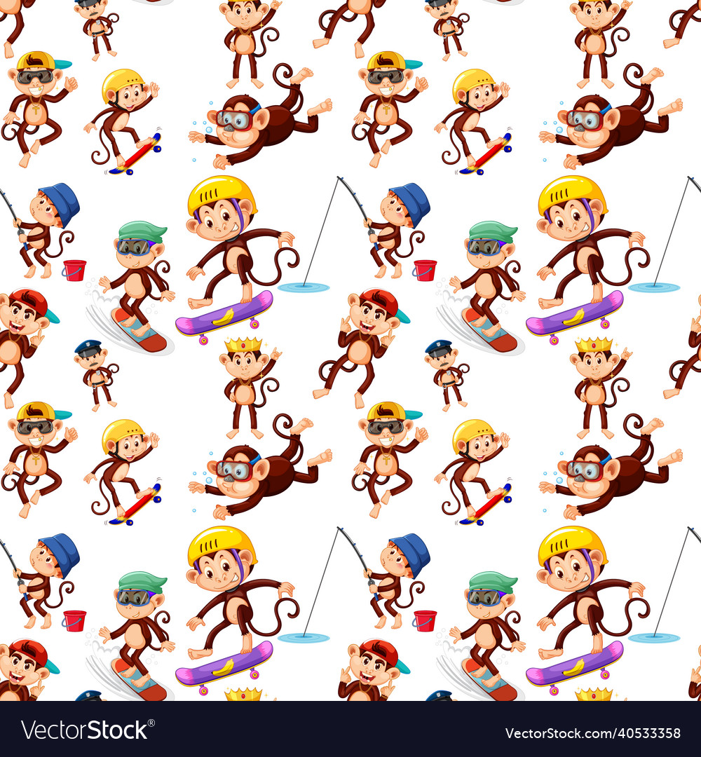 Monkey seamless pattern background Royalty Free Vector Image