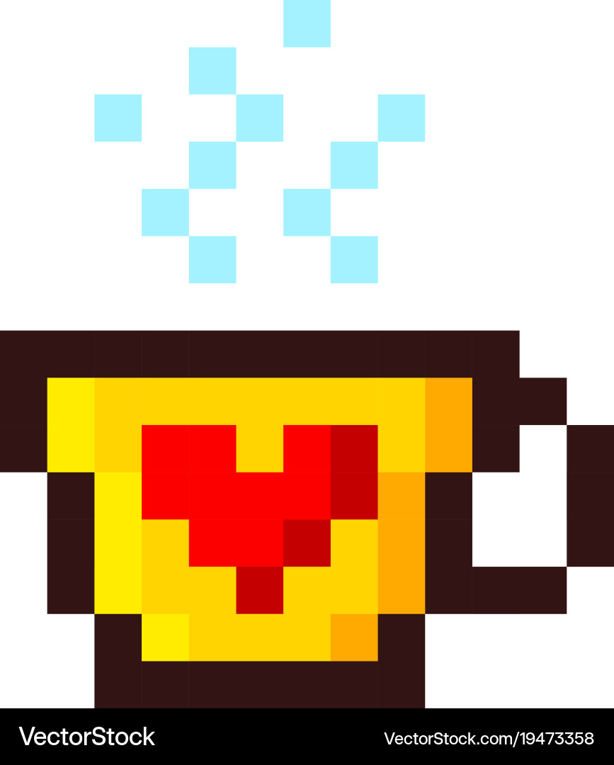 Pixel cup coffee tea cartoon retro game style Vector Image
