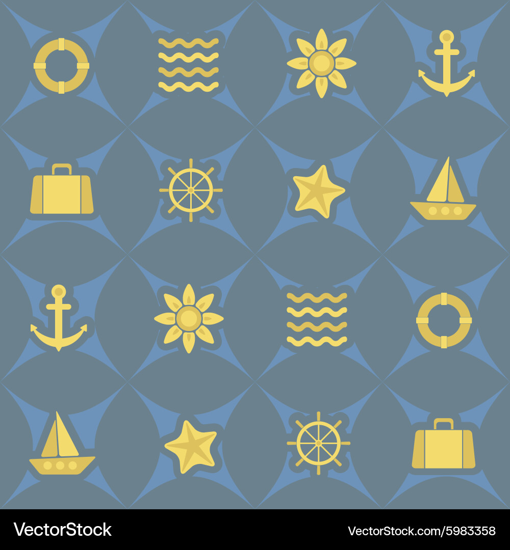 Seamless background with sea icons Royalty Free Vector Image