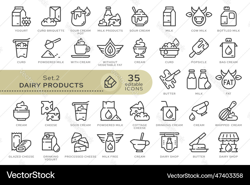 Set icons dairy products 02 Royalty Free Vector Image