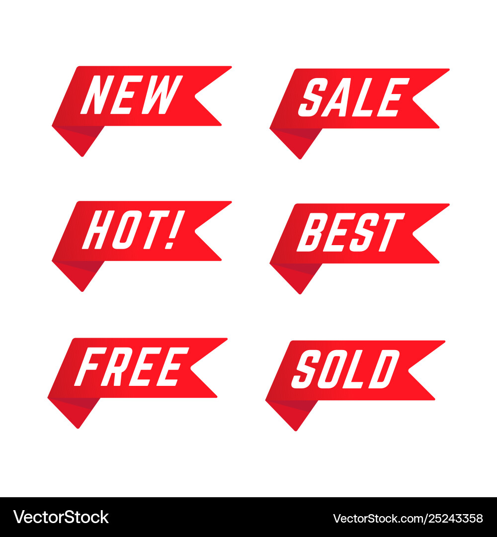Set red promotional ribbons Royalty Free Vector Image