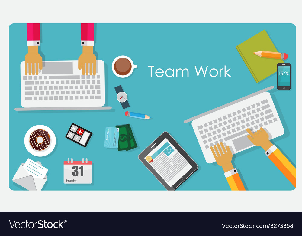 Team work flat concept Royalty Free Vector Image