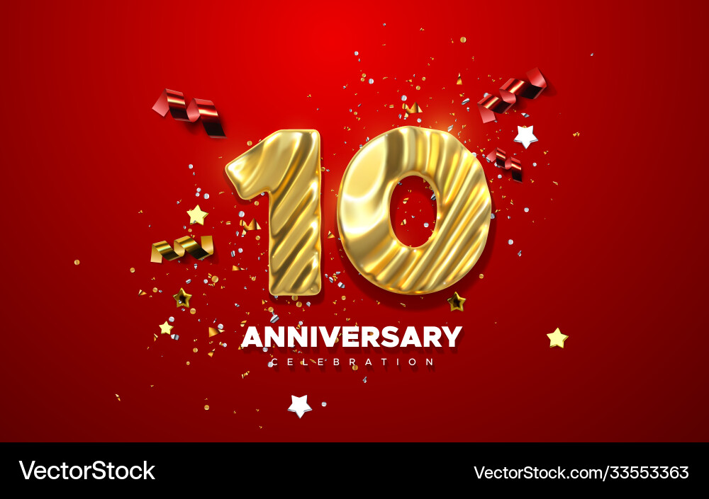 10st anniversary celebration realistic 3d sign Vector Image