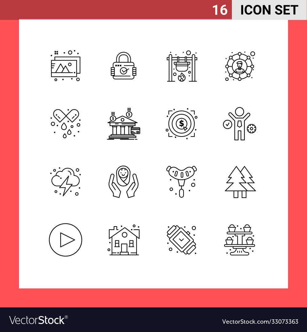 16 user interface outline pack modern signs Vector Image 16 user interface outline pack modern signs Vector Image