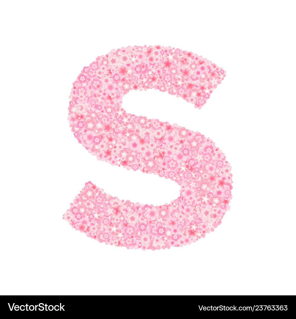 Cherry or sakura blossoms font letter s Royalty Free Vector