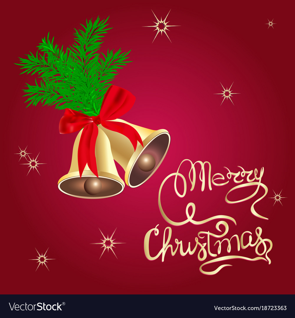 Christmas Bells Merry Christmas Poster Template Vector Image