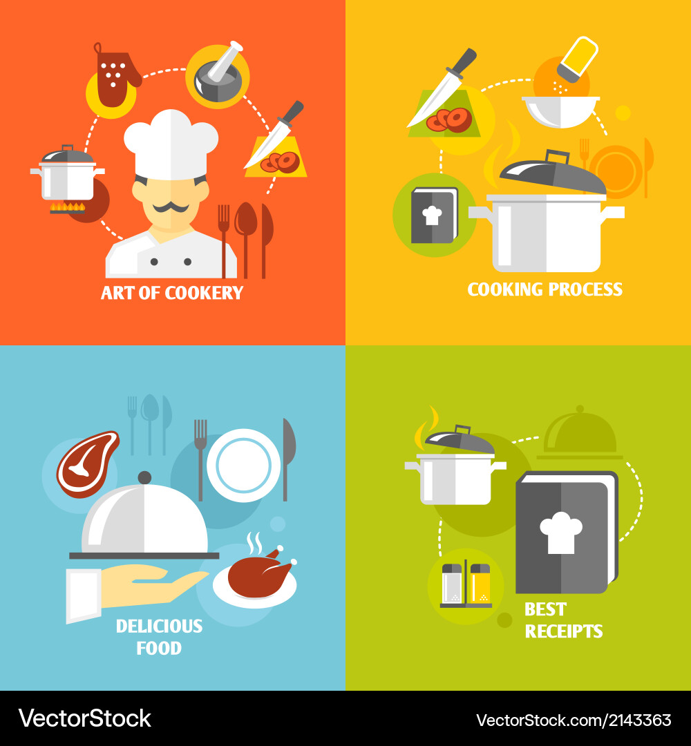 Cooking icons flat Royalty Free Vector Image - VectorStock