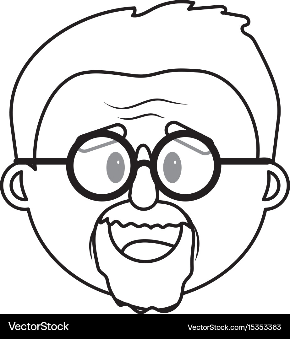 Line old man face with hairstyle Royalty Free Vector Image