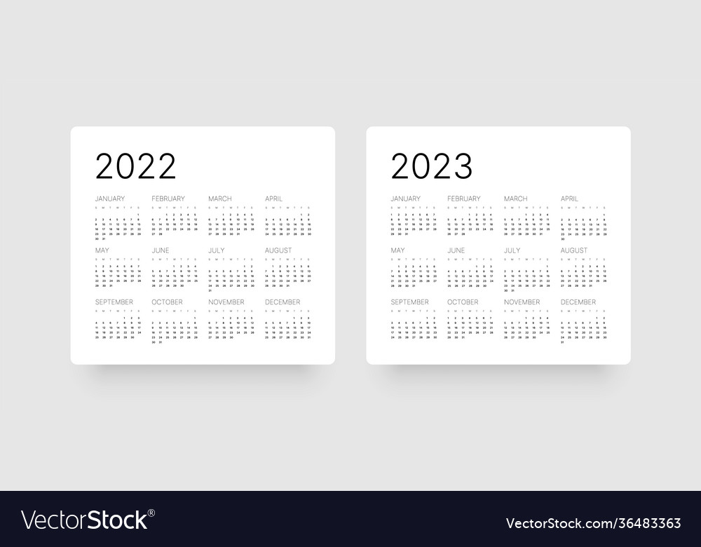 Monthly calendar template for 2022 and 2023 years Vector Image